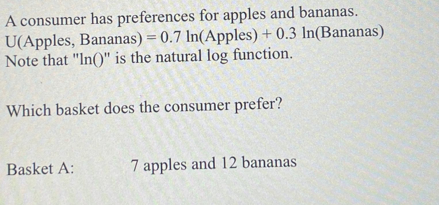Solved A consumer has preferences for apples and bananas. | Chegg.com