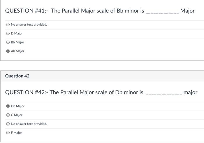 Solved QUESTION #38:- The Parallel major scale/key of a | Chegg.com