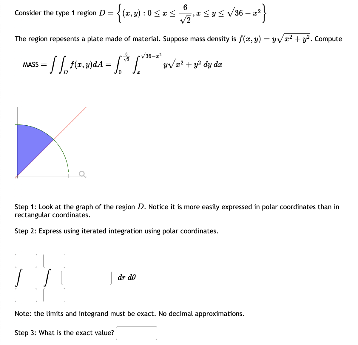 Solved Consider the type 1 ﻿region | Chegg.com