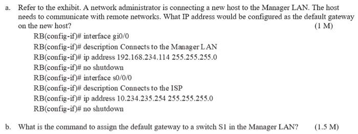 Solved a. Refer to the exhibit. A network administrator is | Chegg.com