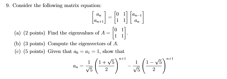 Solved Consider the following matrix | Chegg.com