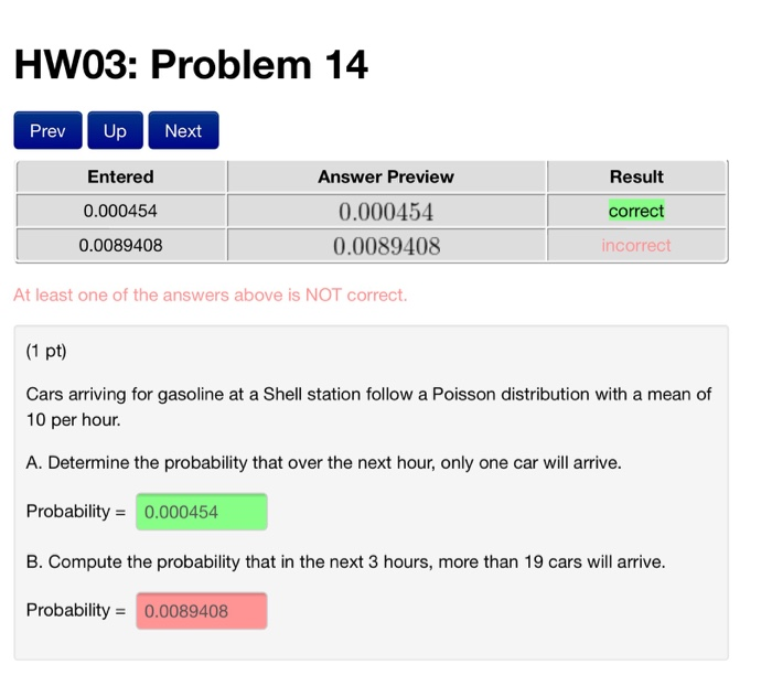 Solved HWO3: Problem 3 Prev Up Next Entered 0.41 0.99 Answer | Chegg.com