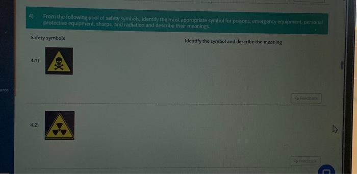 urce Safety symbols 4.1) From the following pool of | Chegg.com