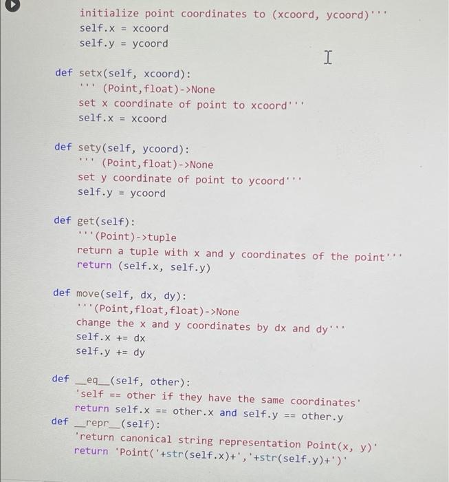Solved initialize point coordinates to (xcoord, ycoord) | Chegg.com