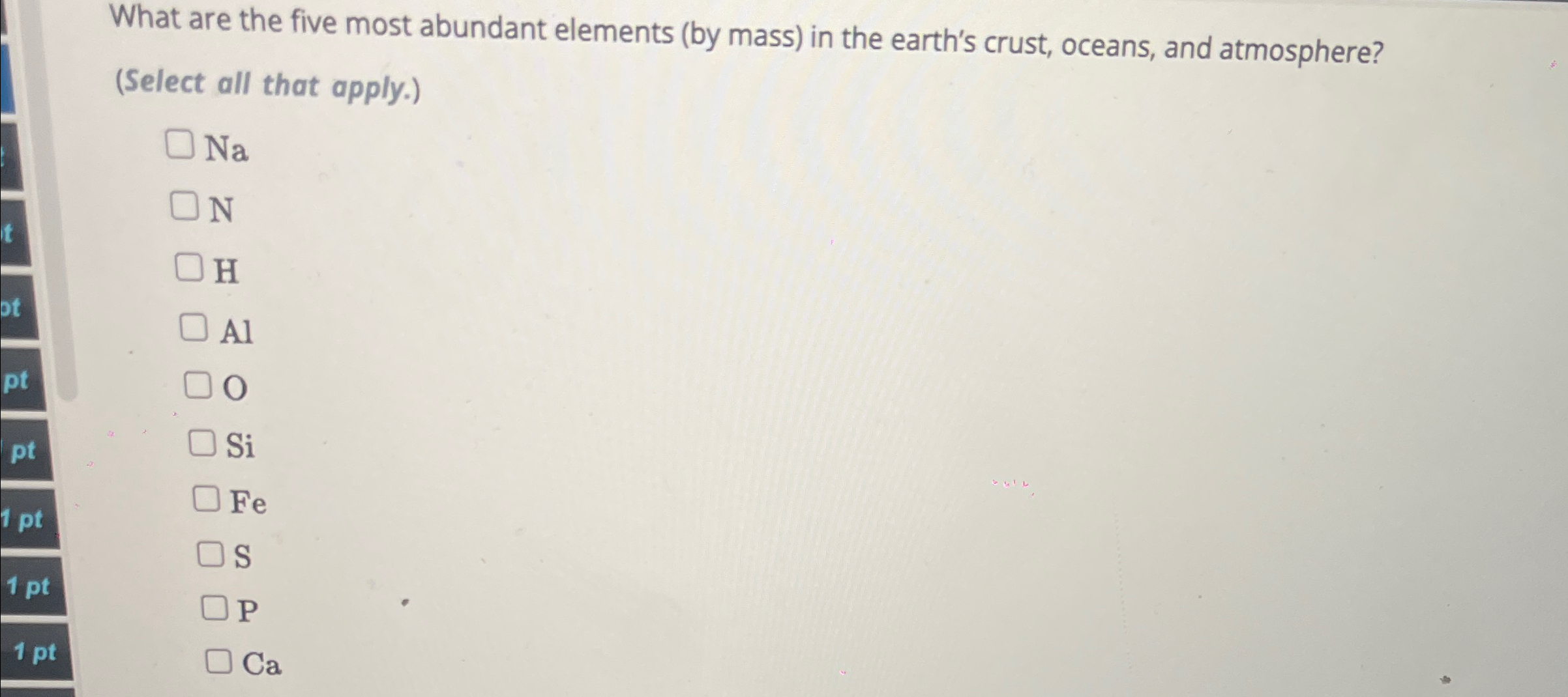 Solved What are the five most abundant elements (by mass) | Chegg.com