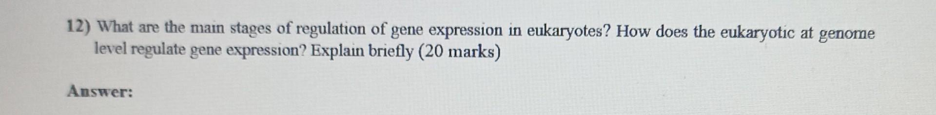 Solved 12) What are the main stages of regulation of gene | Chegg.com
