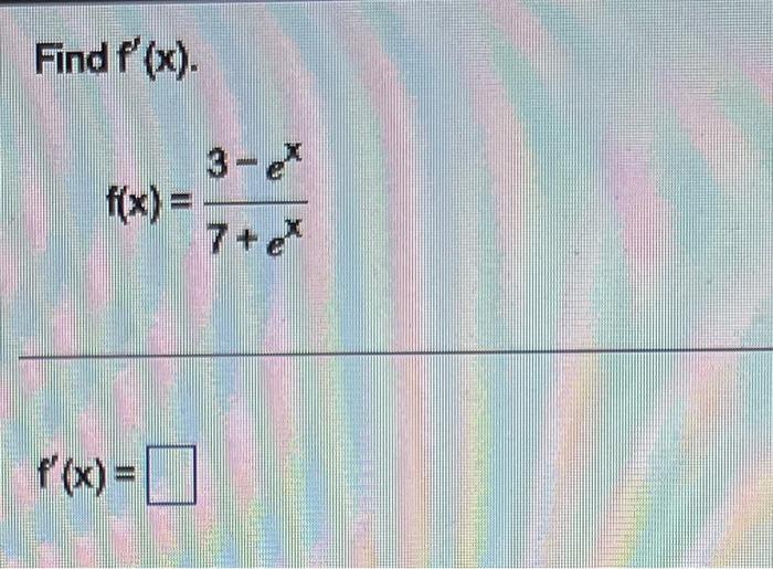 Solved Find f′(x). f(x)=6ln(9+8x2) f′(x)=Find f′(x) | Chegg.com