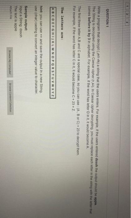 Solved 2 13 Question 1 Write A Program That Decrypt A