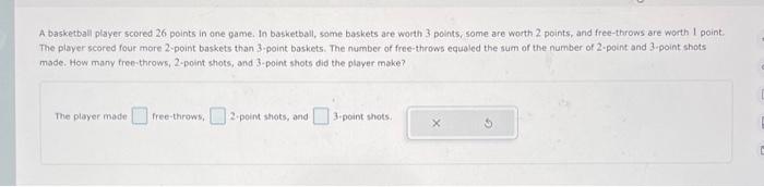 Solved A basketball player scored 26 points in one game. In | Chegg.com