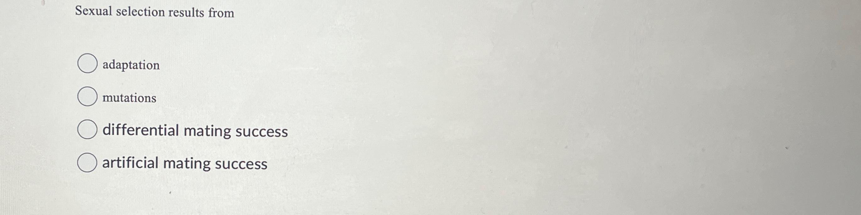 Solved Sexual Selection Results