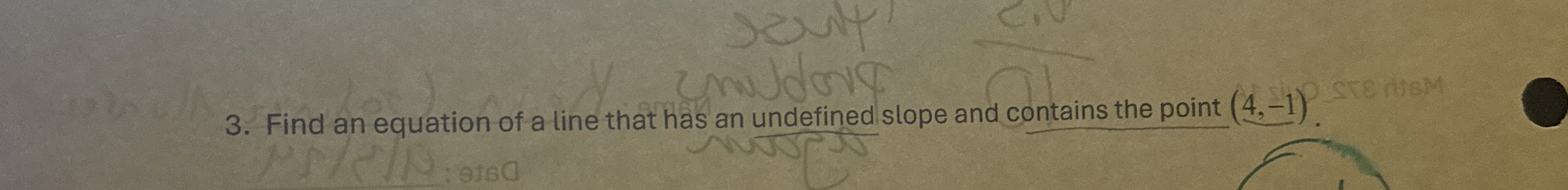Solved Find an equation of a line that has an undefined | Chegg.com ...