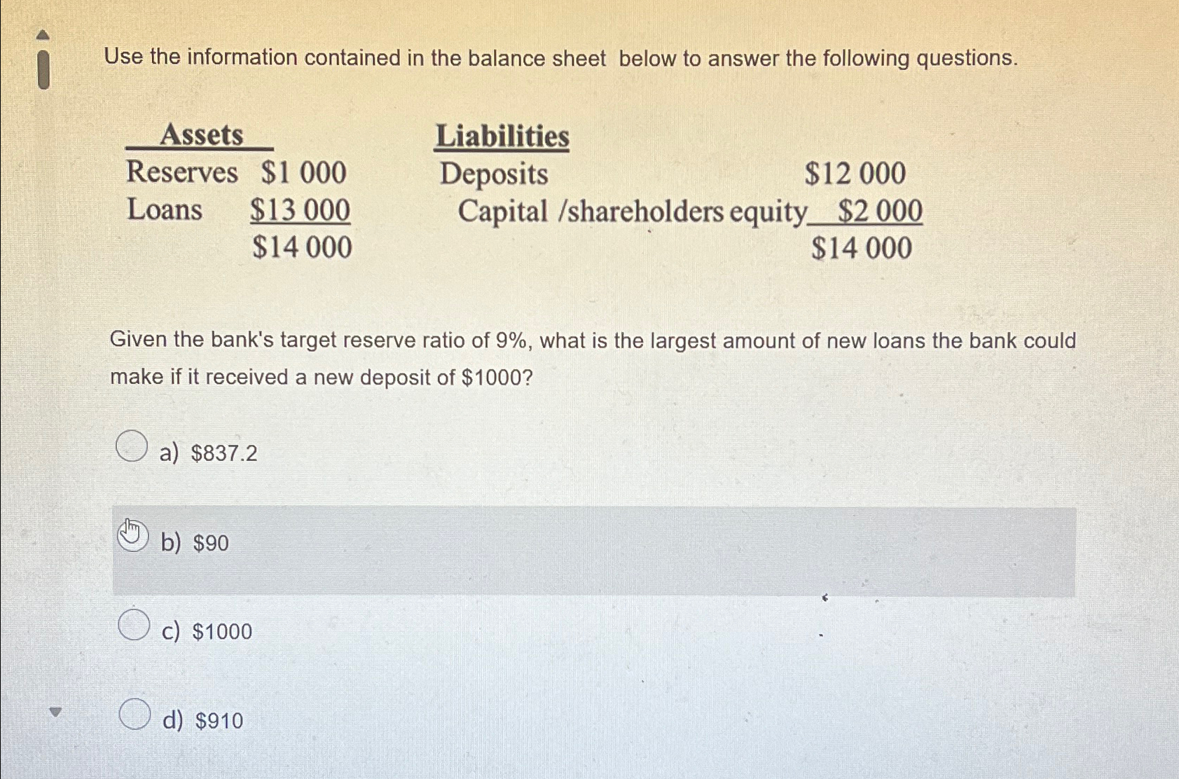Solved Use the information contained in the balance sheet | Chegg.com