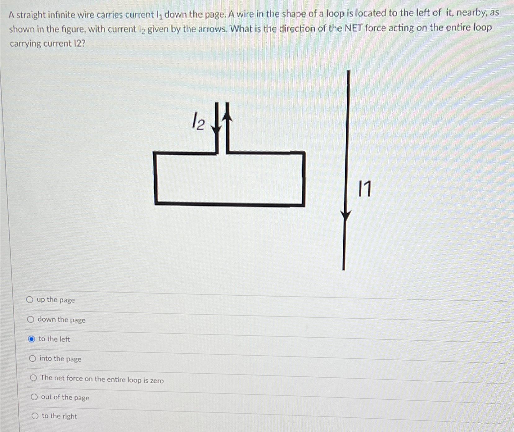 Solved A straight infinite wire carries current l1 ﻿down the | Chegg.com