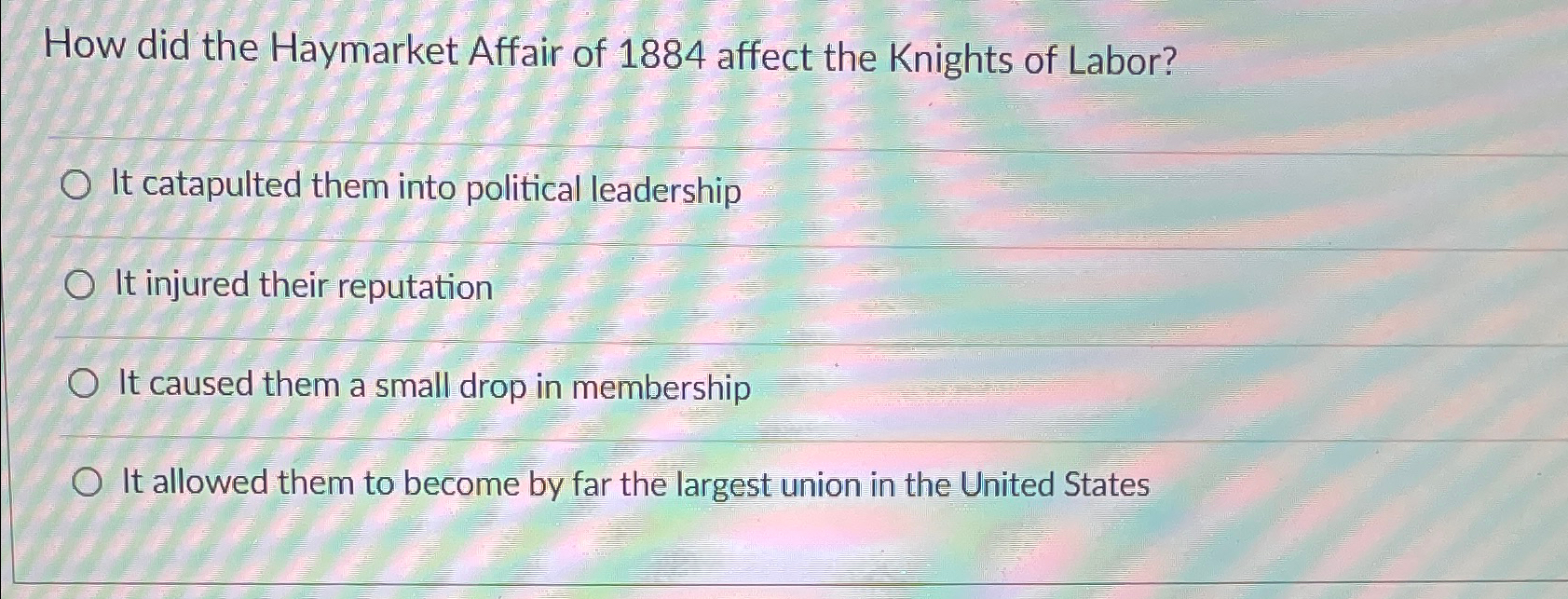 Solved How did the Haymarket Affair of 1884 ﻿affect the | Chegg.com