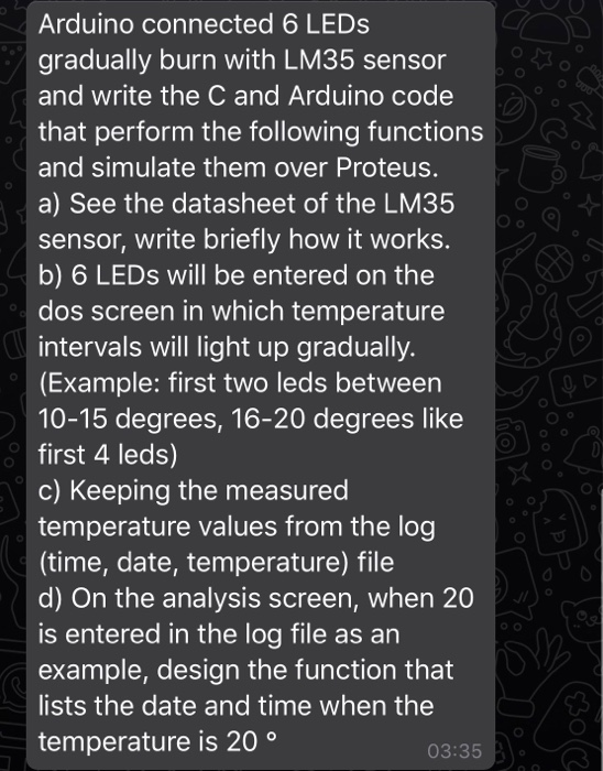 Arduino connected 6 LEDs gradually burn with LM35 | Chegg.com