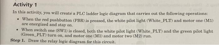 Solved Activity 1 In this activity, you will create a PLC | Chegg.com