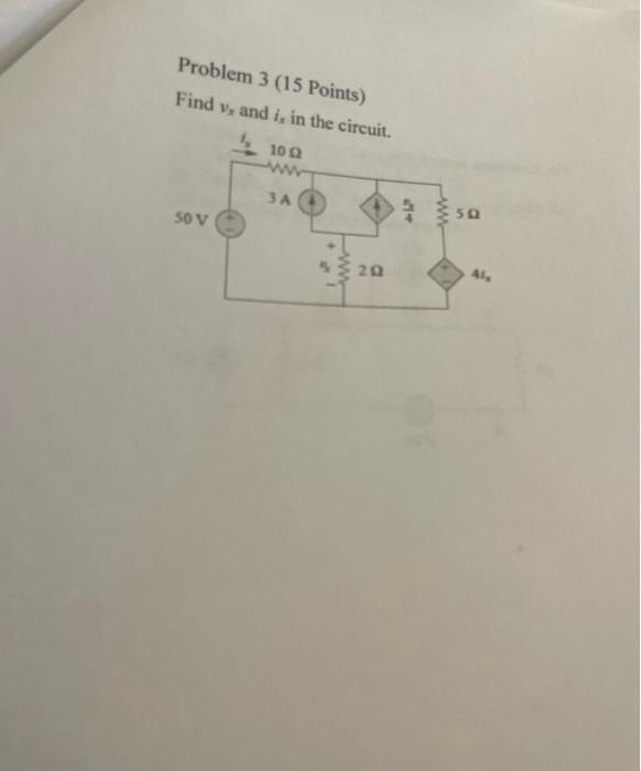 Solved Problem 3 (15 Points) Find vx and ix in the cima... | Chegg.com