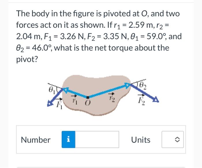 Solved The body in the figure is pivoted at O, and two | Chegg.com