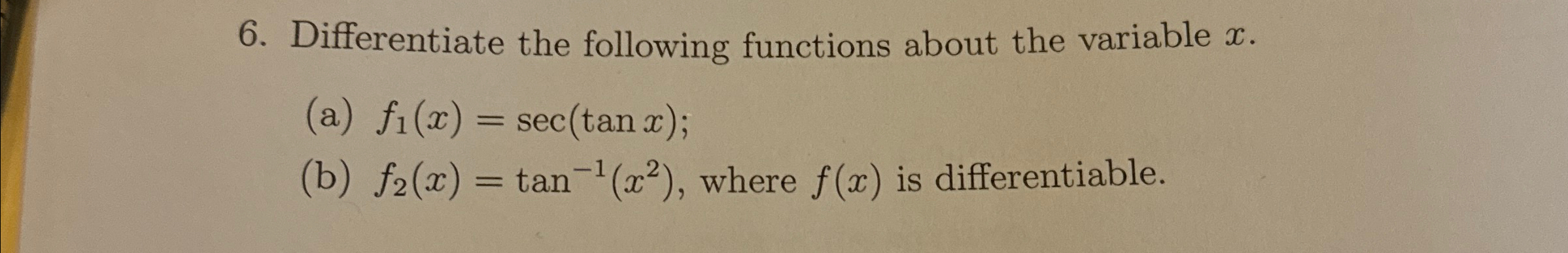 Solved Differentiate the following functions about the | Chegg.com