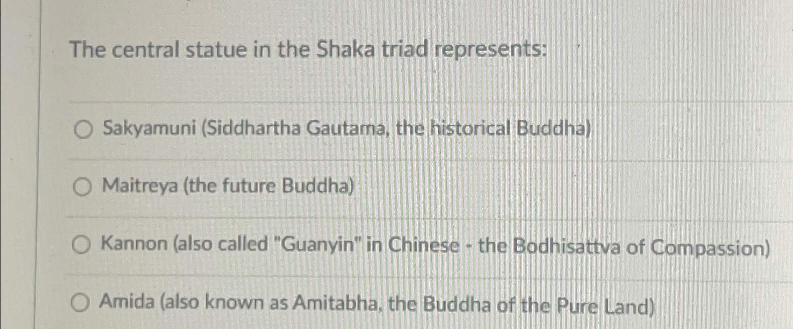 Solved The central statue in the Shaka triad | Chegg.com