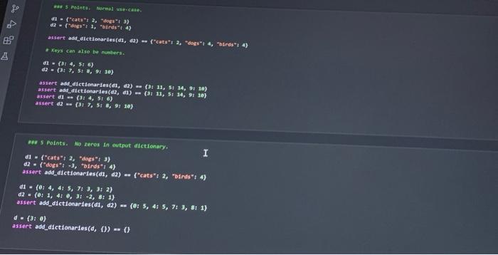 Solved Question 1: Add two dictionaries For examples, 16 the | Chegg.com
