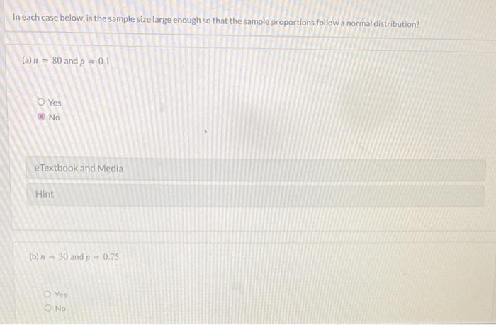 Solved In each case below, is the sample size large enough | Chegg.com