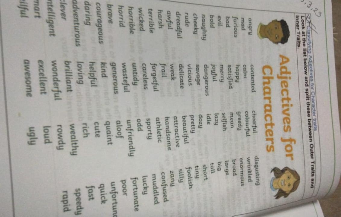 FClassifying Adjectives for Character traits Look at | Chegg.com