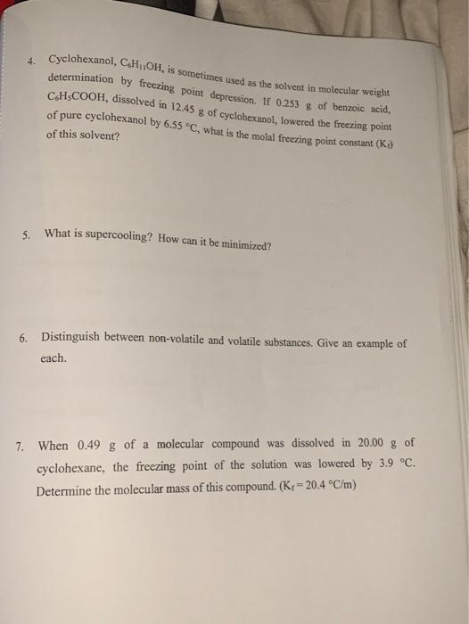Solved Pre- Laboratory Assignment Colligative Properties | Chegg.com