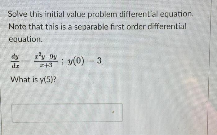 Solved Solve this initial value problem differential | Chegg.com