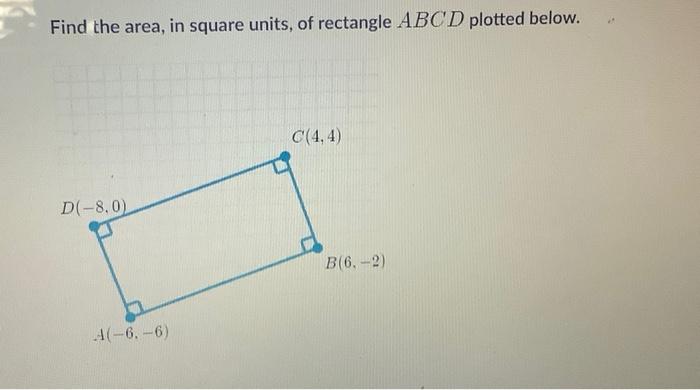 Solved Find the area, in square units, of rectangle ABCD | Chegg.com
