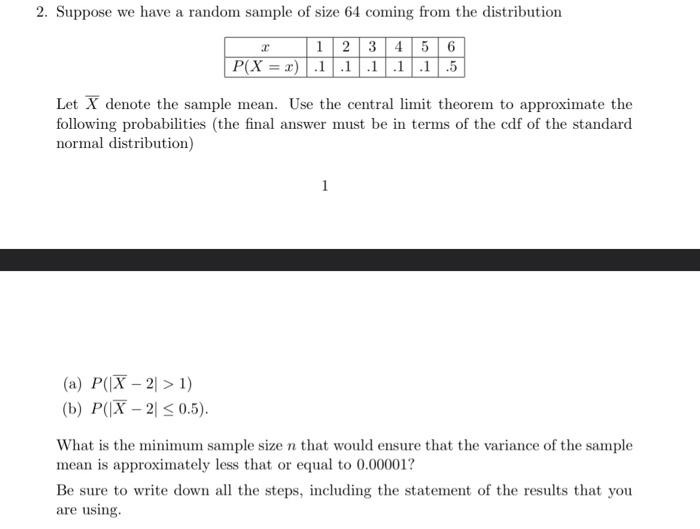 Solved Suppose we have a random sample of size 64 coming | Chegg.com