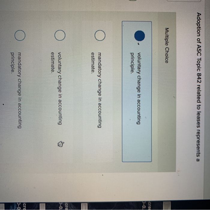Solved Adoption of ASC Topic 842 related to leases | Chegg.com