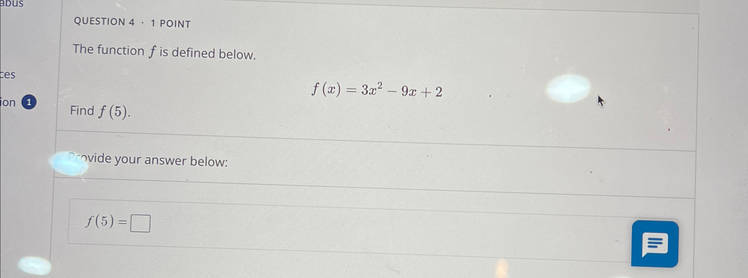 Solved QUESTION 4 - 1 ﻿POINTThe function f ﻿is defined | Chegg.com