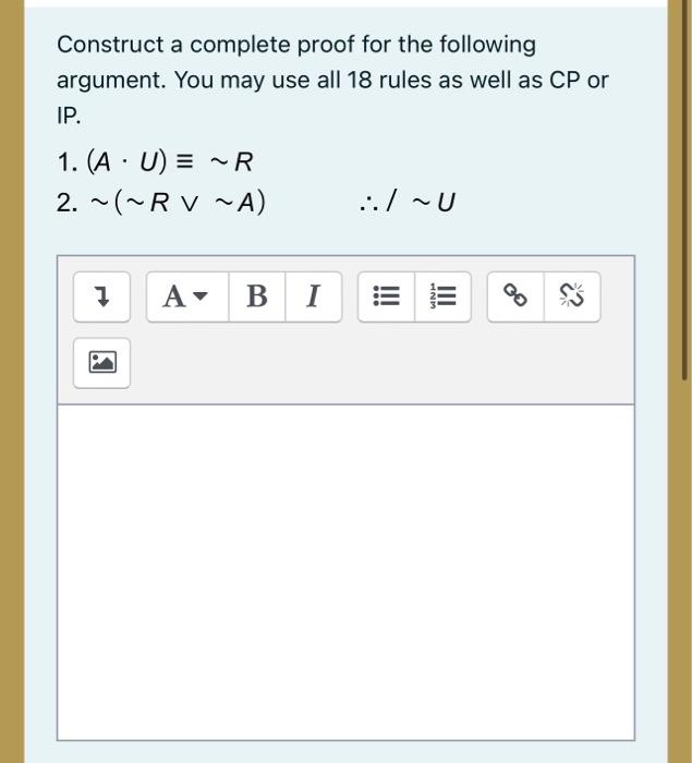 Solved Construct a complete proof for the following | Chegg.com