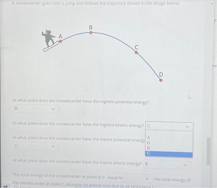 Solved A snowboarder goes over a jump and follows the | Chegg.com