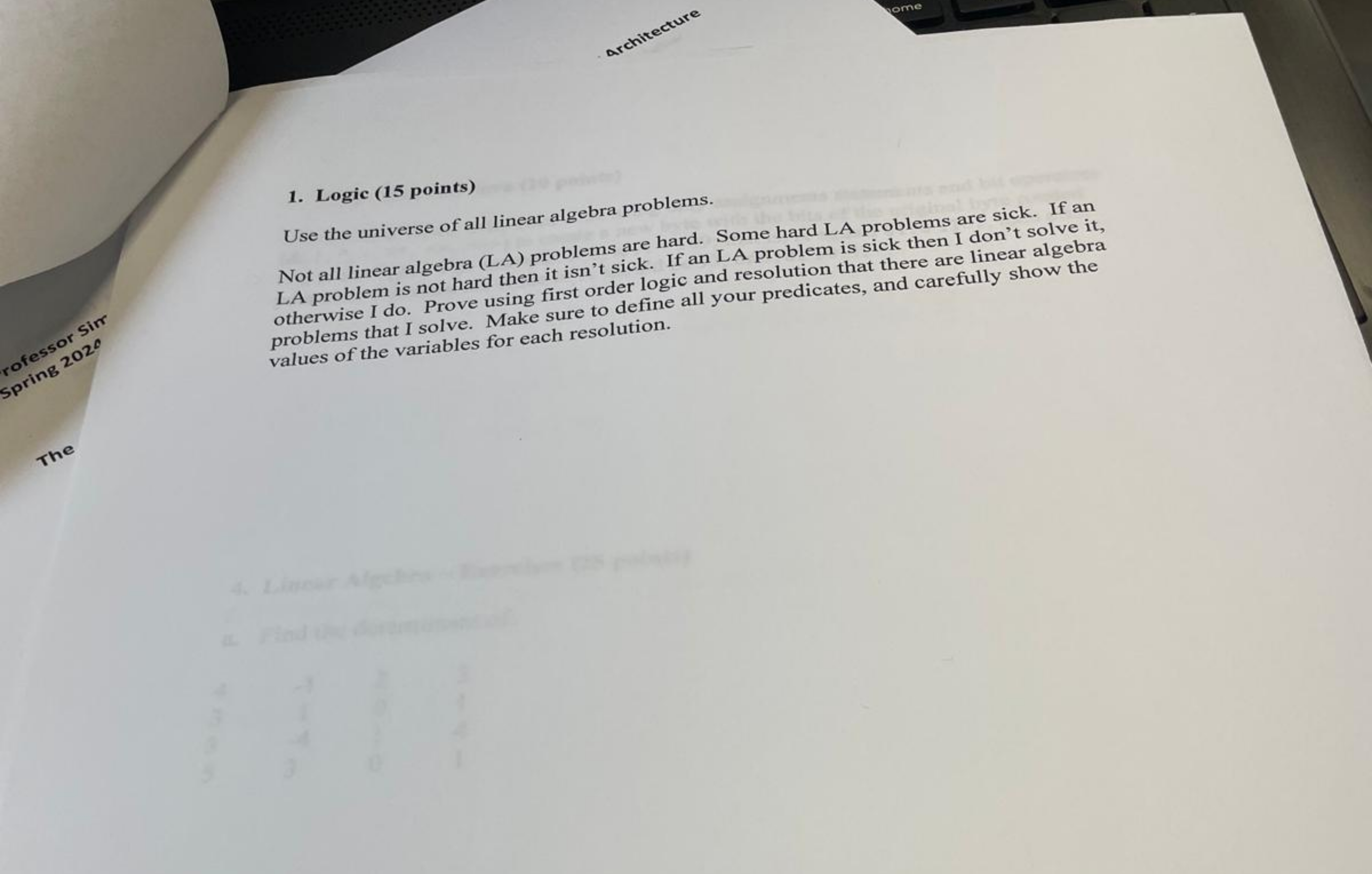 Solved Logic Use the universe of all linear algebra | Chegg.com