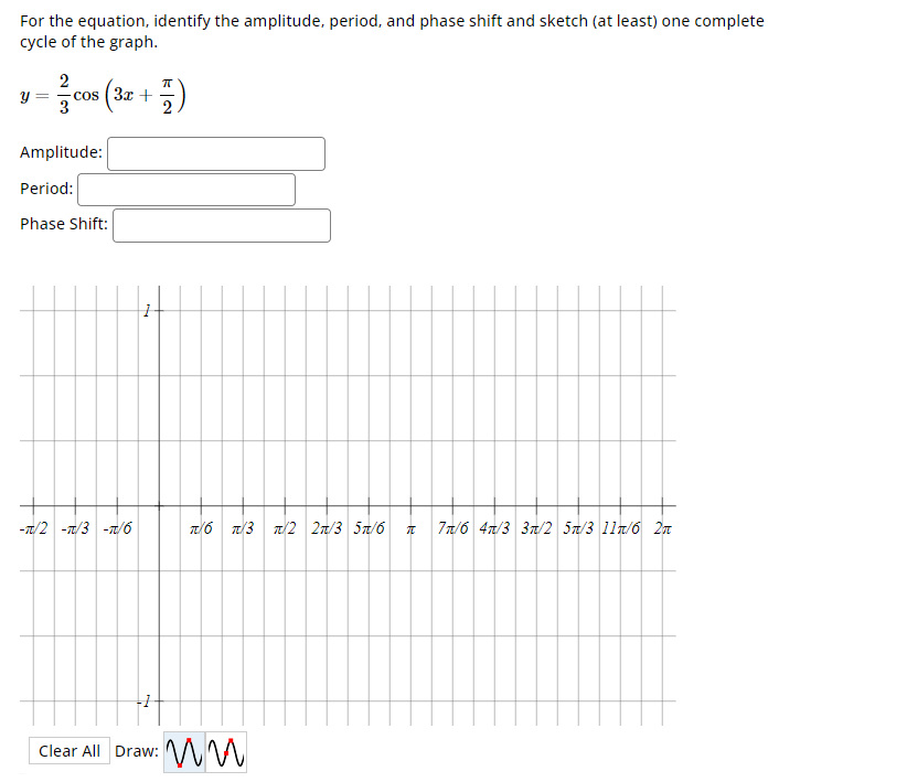 Solved For the equation, identify the amplitude, period, and | Chegg.com