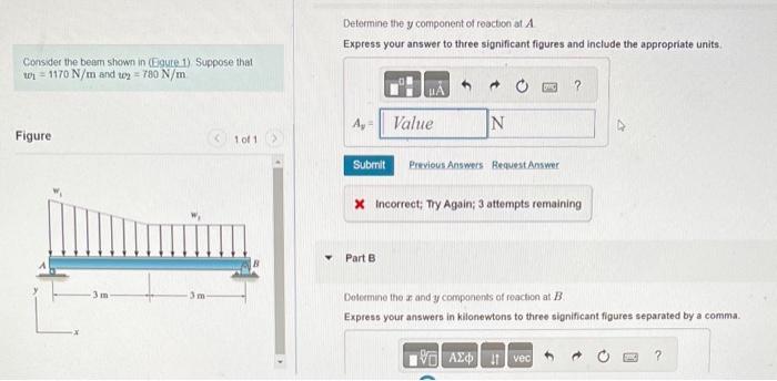 Solved Determine the y component of reaction at A. Express | Chegg.com