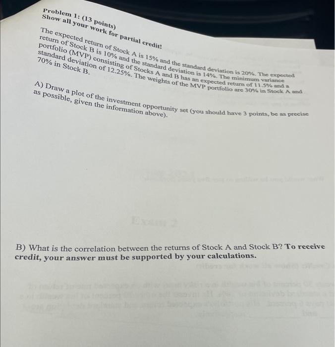 Solved Problem 1: ( 13 points Show all your work for partial | Chegg.com