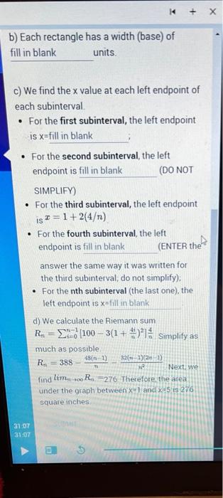 Solved 14 + х od? D Ex 1) Use four upper rectangles (LEFT | Chegg.com