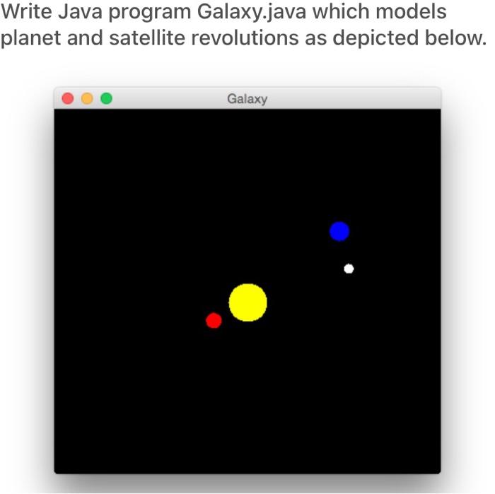 Solved Write Java program Galaxy.java which models planet | Chegg.com