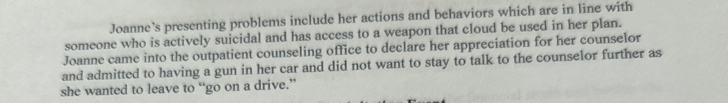 Solved Joanne's presenting problems include her actions and | Chegg.com