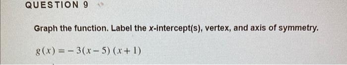 Solved Graph the function. Label the x-intercept(s), vertex, | Chegg.com