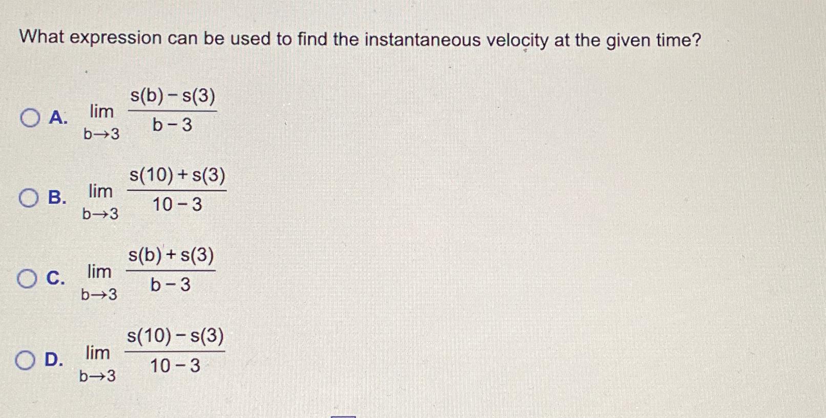 Solved What expression can be used to find the instantaneous | Chegg.com