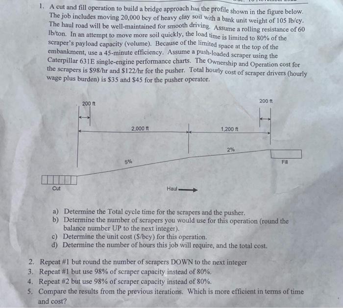 1. A cut and fill operation to build a bridge | Chegg.com