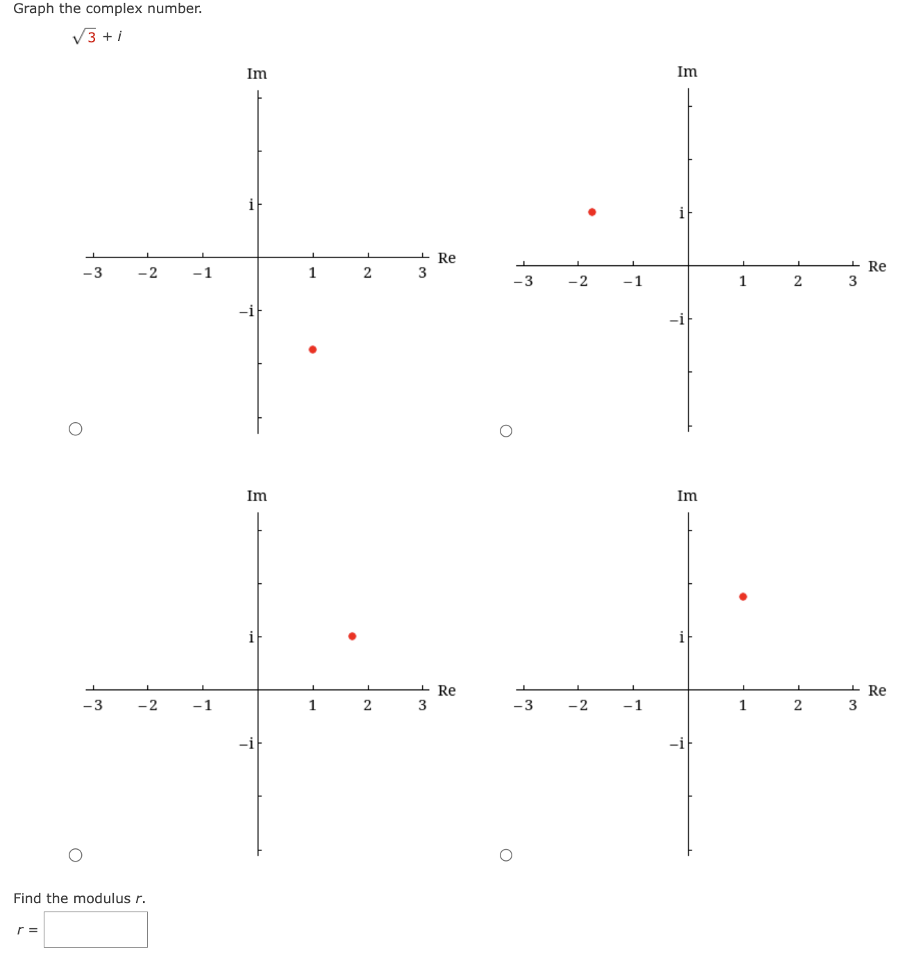 Solved Graph the complex number.32+iFind the modulus r.r= | Chegg.com