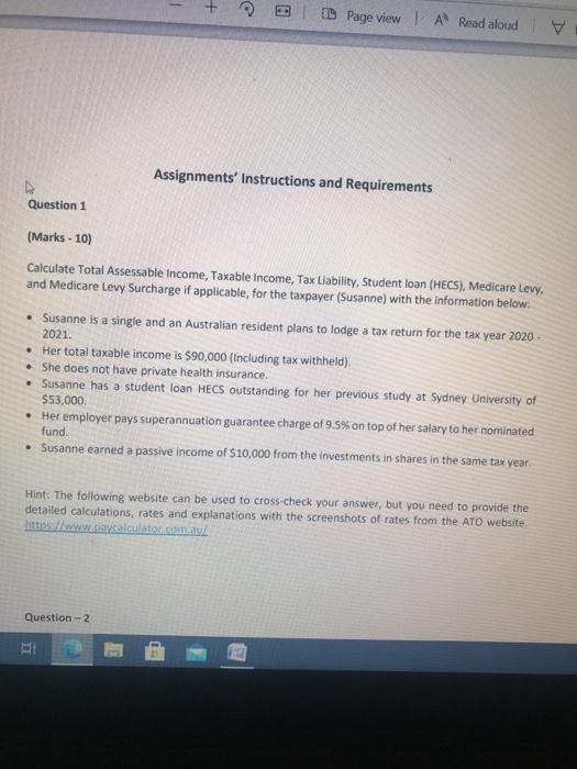 Solved Calculate Total Assessable Income, Taxable Income, | Chegg.com