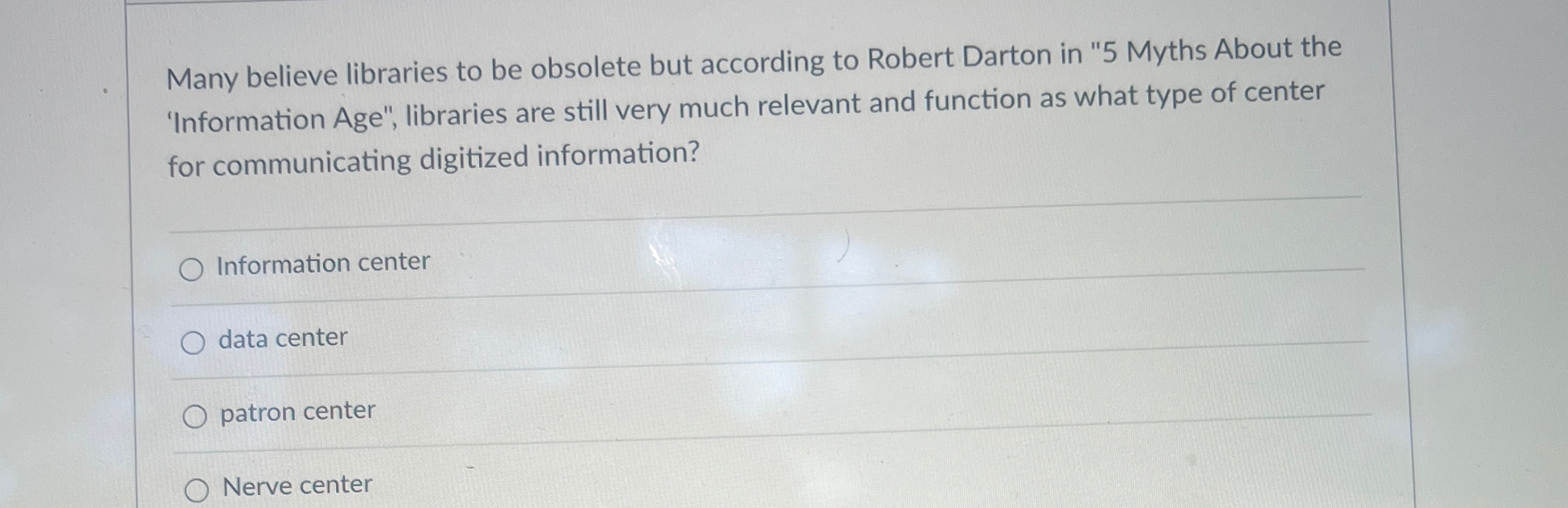 Solved Many believe libraries to be obsolete but according | Chegg.com