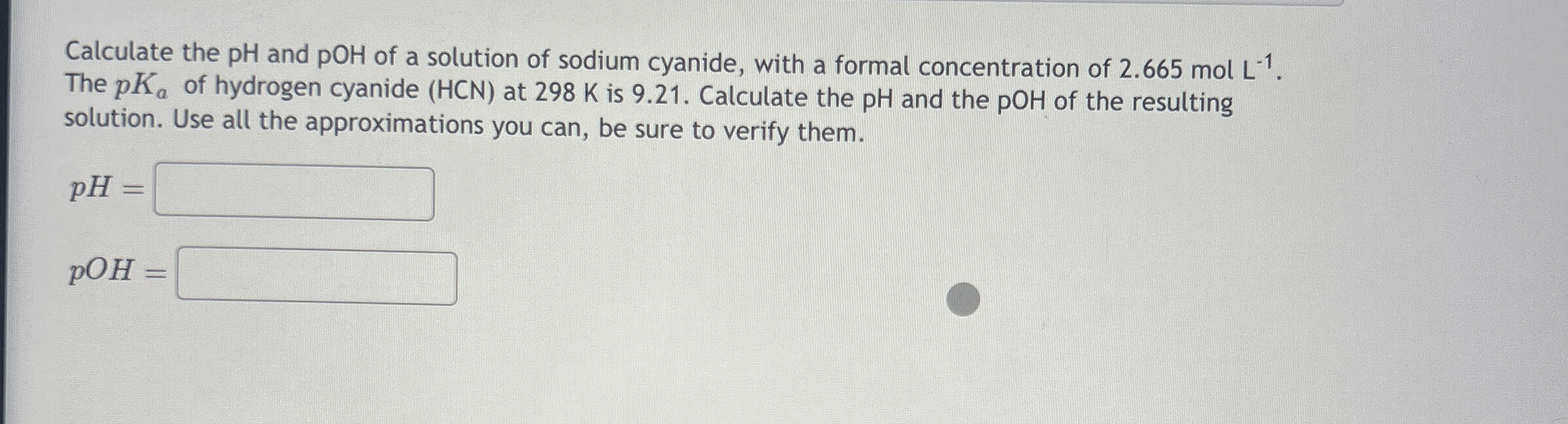 Solved Calculate the pH and pOH of a solution of sodium | Chegg.com