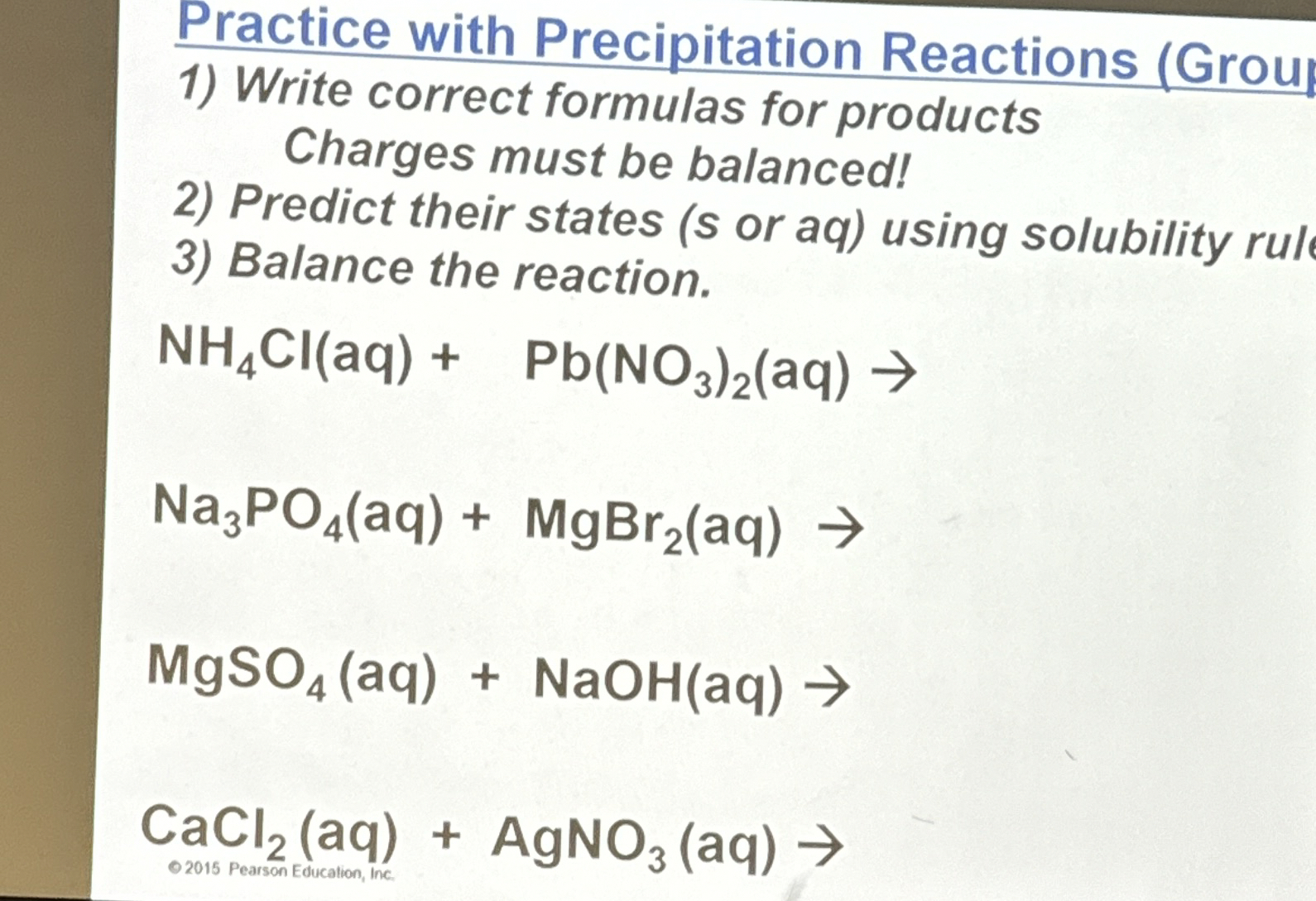 Solved Practice with Precipitation Reactions (GrouWrite | Chegg.com